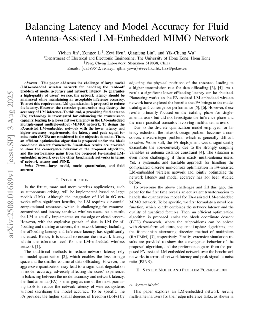 Balancing Latency and Model Accuracy for Fluid Antenna-Assisted LM-Embedded MIMO Network | alphaXiv
