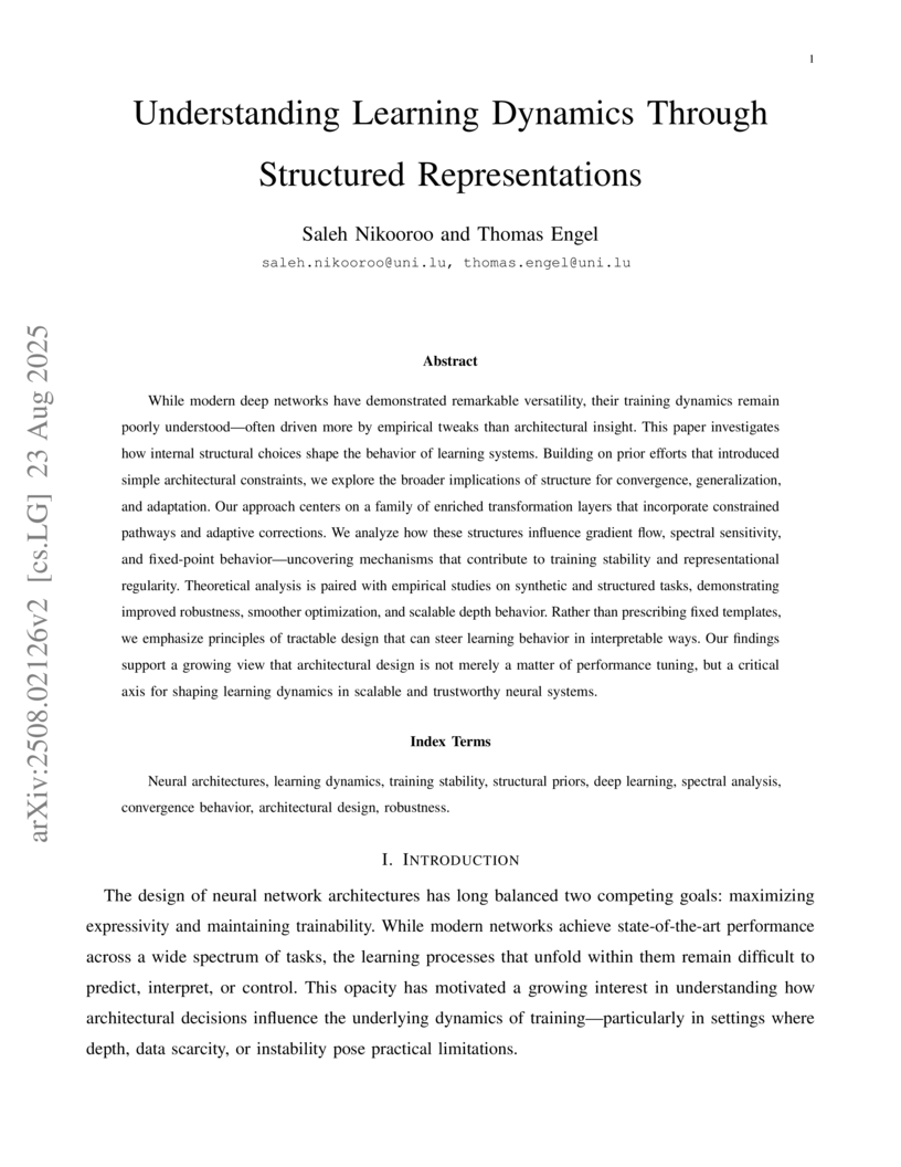 Understanding Learning Dynamics Through Structured Representations | alphaXiv