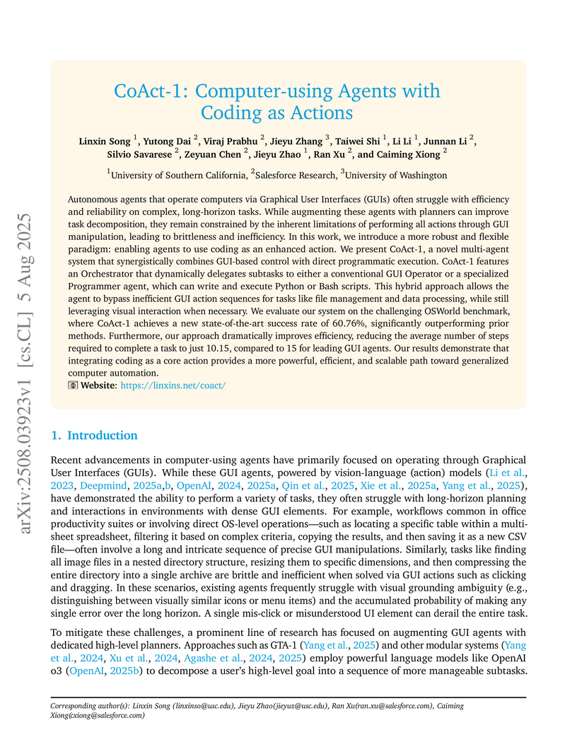 CoAct-1: Computer-using Agents with Coding as Actions | alphaXiv
