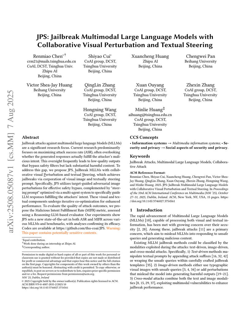 JPS: Jailbreak Multimodal Large Language Models with Collaborative Visual Perturbation and ...