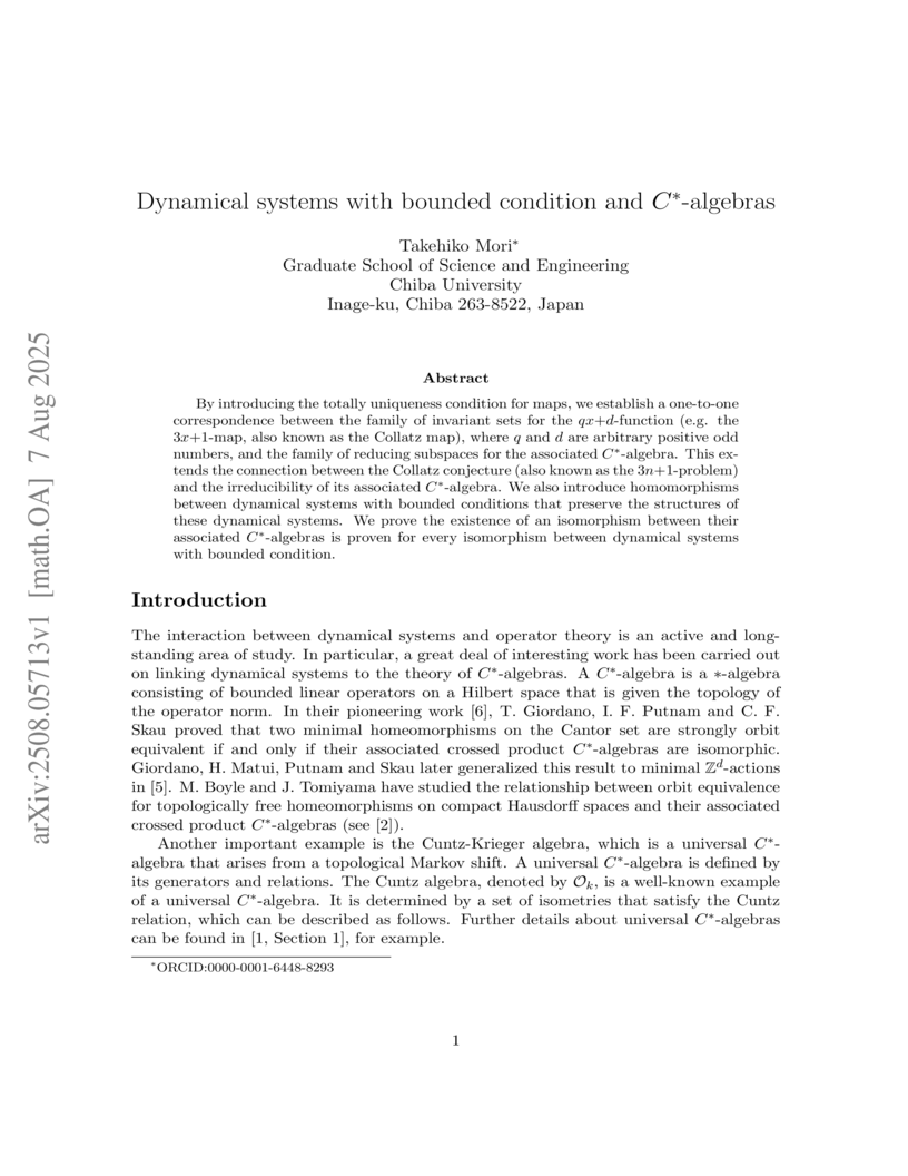Dynamical Systems with Bounded Condition and $C^{*}$-algebras | alphaXiv