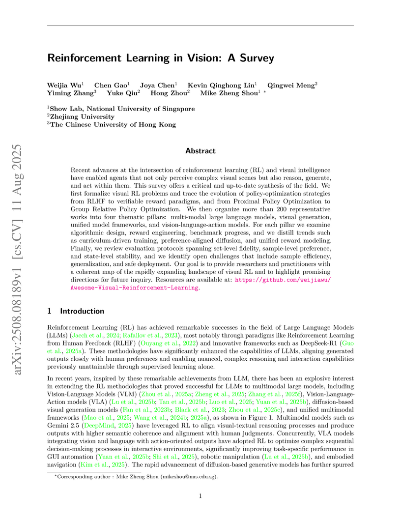 Reinforcement Learning in Vision: A Survey | alphaXiv
