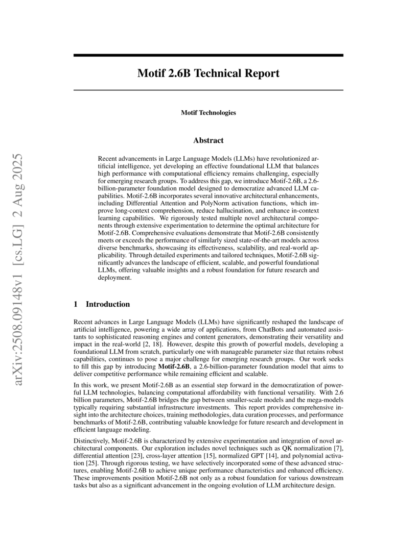 Motif 2.6B Technical Report | alphaXiv