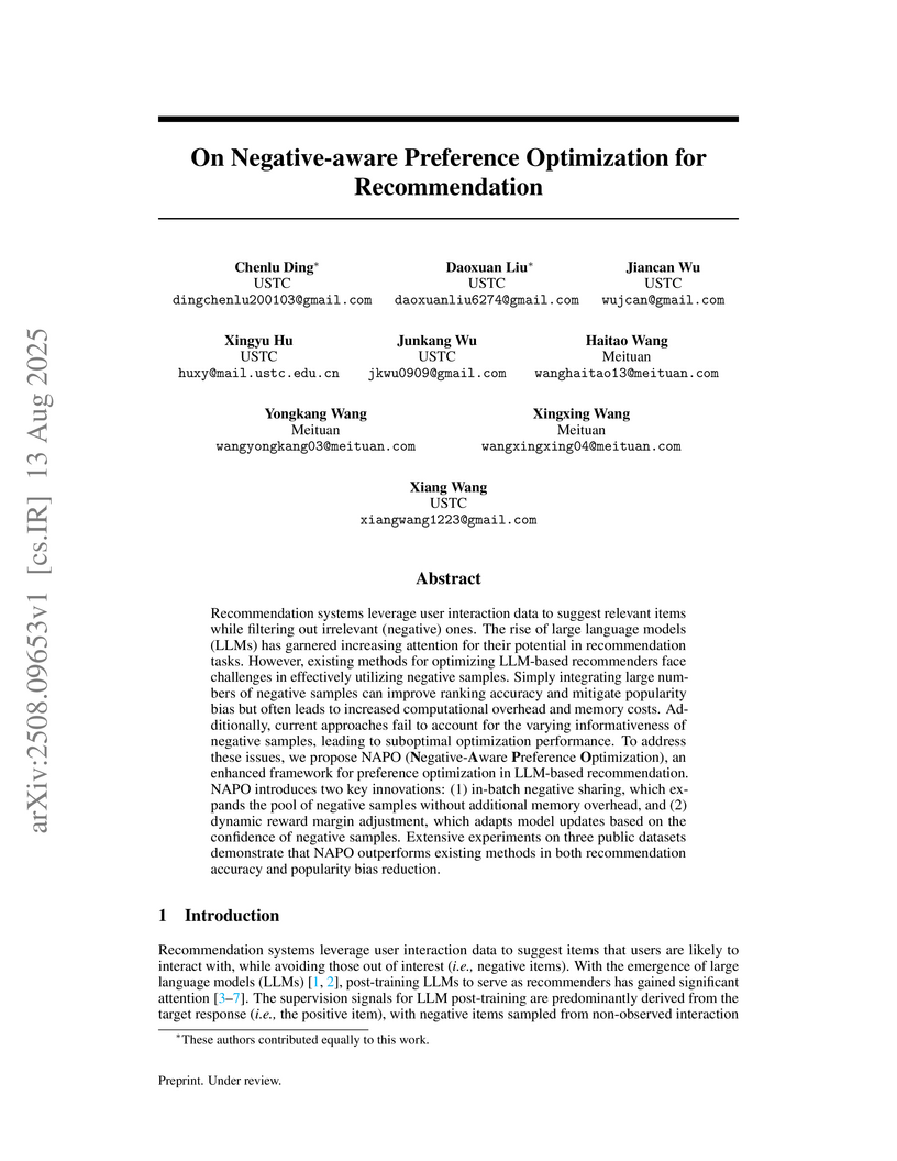 On Negative-aware Preference Optimization for Recommendation | alphaXiv