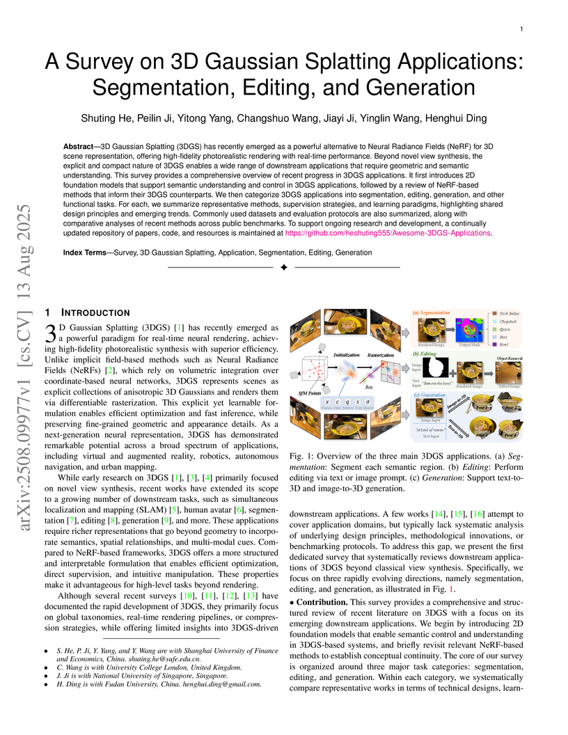 A Survey on 3D Gaussian Splatting Applications: Segmentation, Editing ...