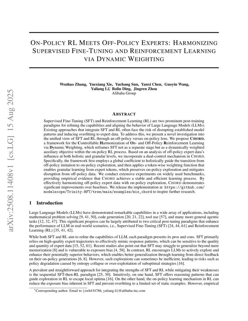 On-Policy RL Meets Off-Policy Experts: Harmonizing Supervised Fine-Tuning and Reinforcement ...