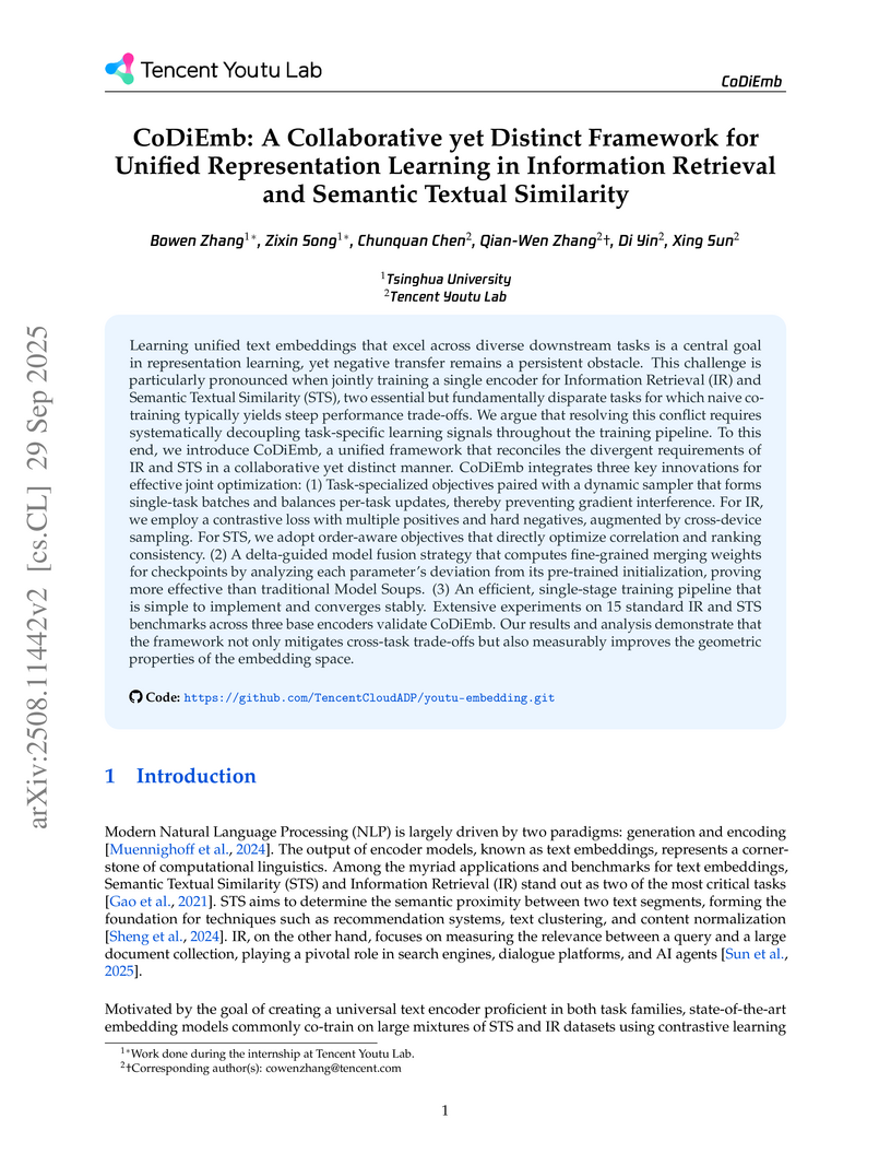 CoDiEmb: A Collaborative yet Distinct Framework for Unified Representation Learning in ...