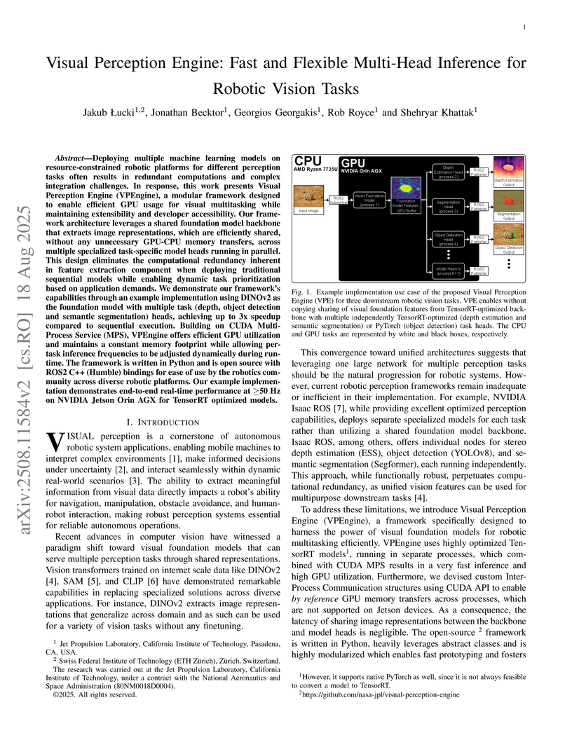 Visual Perception Engine: Fast and Flexible Multi-Head Inference for Robotic Vision Tasks | alphaXiv