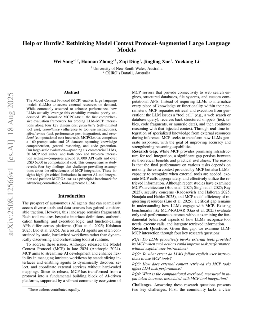 Help or Hurdle? Rethinking Model Context Protocol-Augmented Large Language Models | alphaXiv
