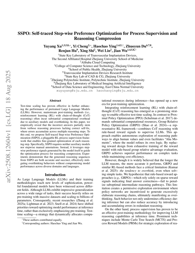 SSPO: Self-traced Step-wise Preference Optimization for Process Supervision and Reasoning ...