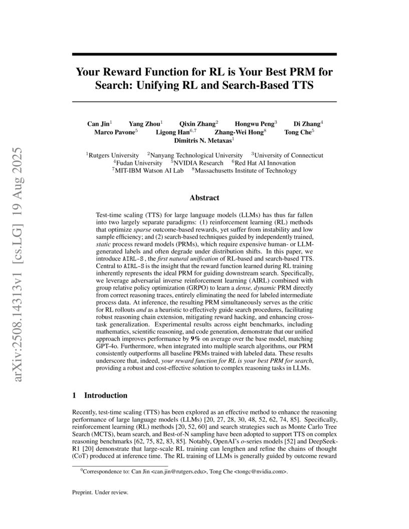 Your Reward Function for RL is Your Best PRM for Search: Unifying RL ...