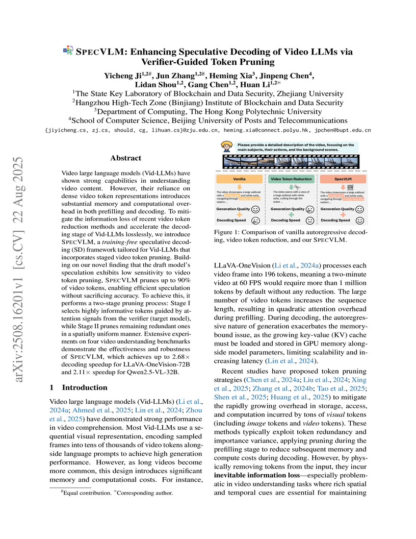 SpecVLM: Enhancing Speculative Decoding of Video LLMs via Verifier ...