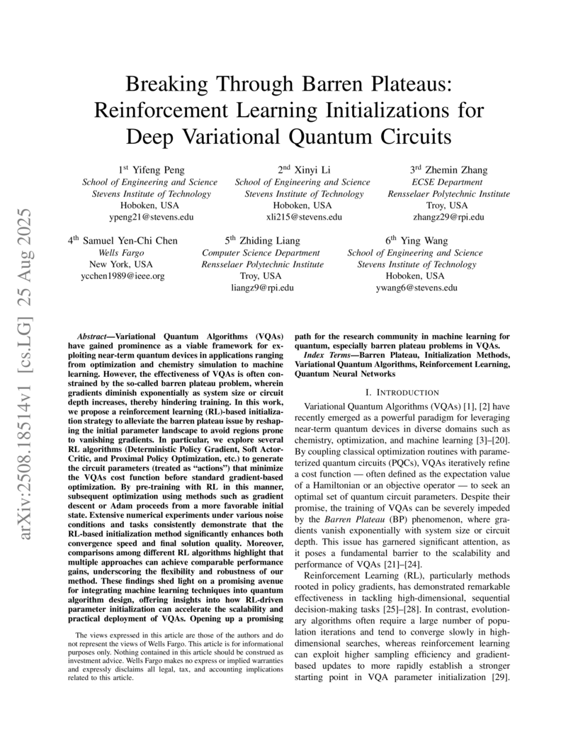 Breaking Through Barren Plateaus: Reinforcement Learning Initializations for Deep Variational ...