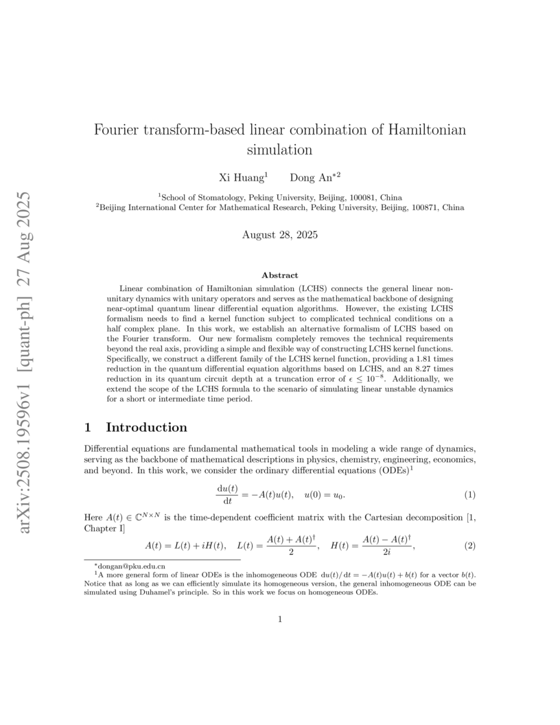 Fourier transform-based linear combination of Hamiltonian simulation | alphaXiv
