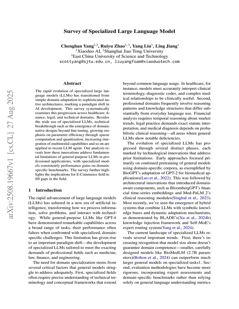 Survey of Specialized Large Language Model | alphaXiv