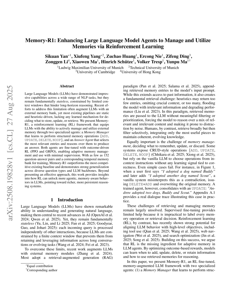 Memory-R1: Enhancing Large Language Model Agents to Manage and Utilize Memories via ...