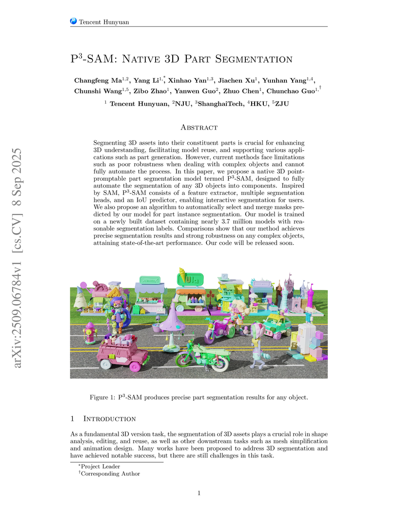 P3-SAM: Native 3D Part Segmentation | alphaXiv