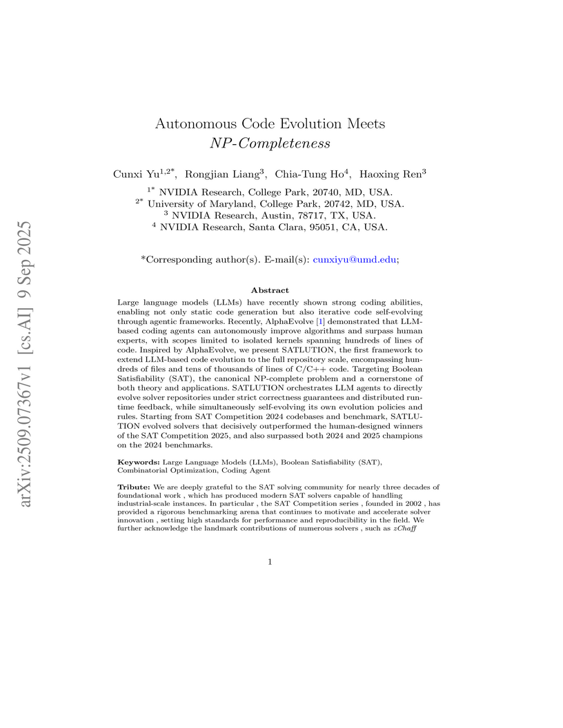 Autonomous Code Evolution Meets NP-Completeness | alphaXiv