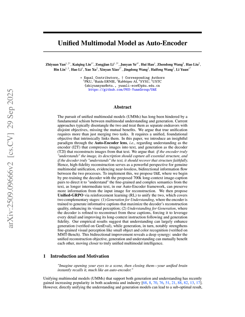 Unified Multimodal Model as Auto-Encoder | alphaXiv
