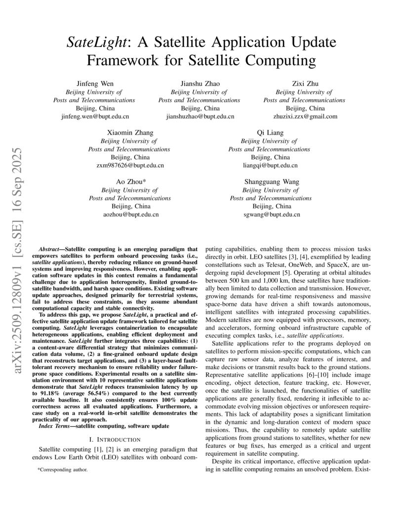 SateLight: A Satellite Application Update Framework for Satellite ...