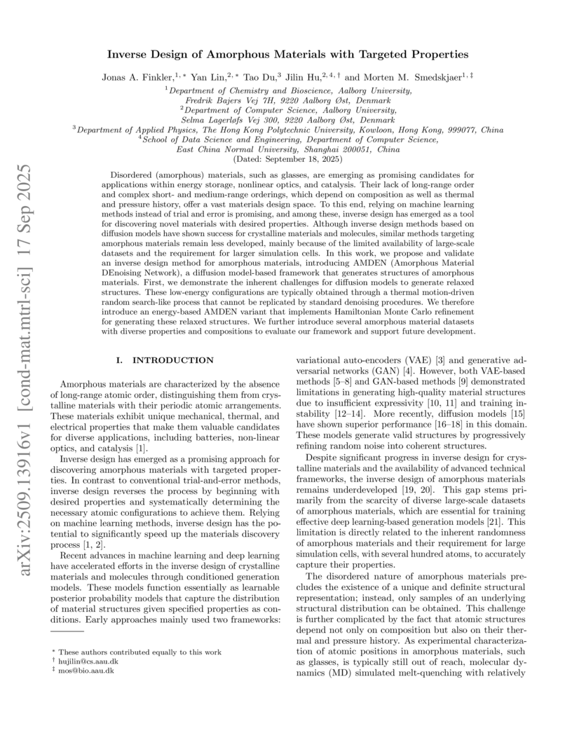 Inverse Design of Amorphous Materials with Targeted Properties | alphaXiv