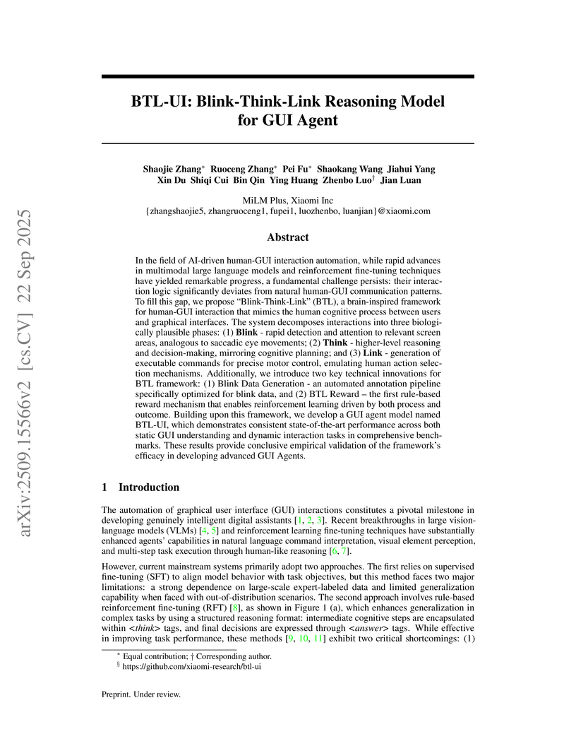BTL-UI: Blink-Think-Link Reasoning Model for GUI Agent | alphaXiv