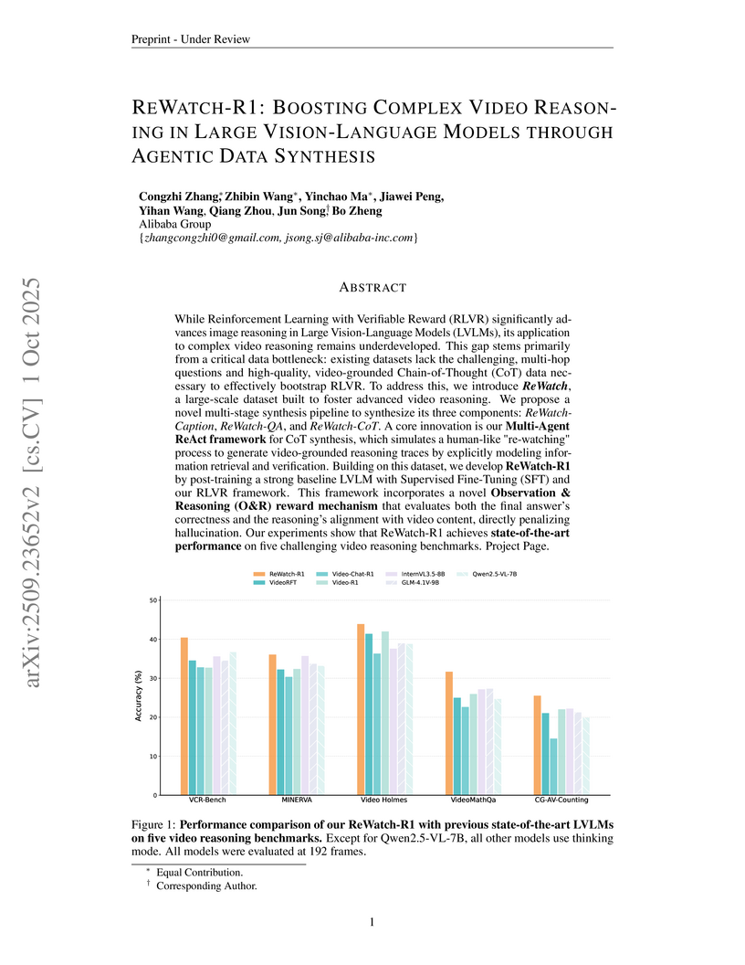 ReWatch-R1: Boosting Complex Video Reasoning in Large Vision-Language Models through Agentic ...