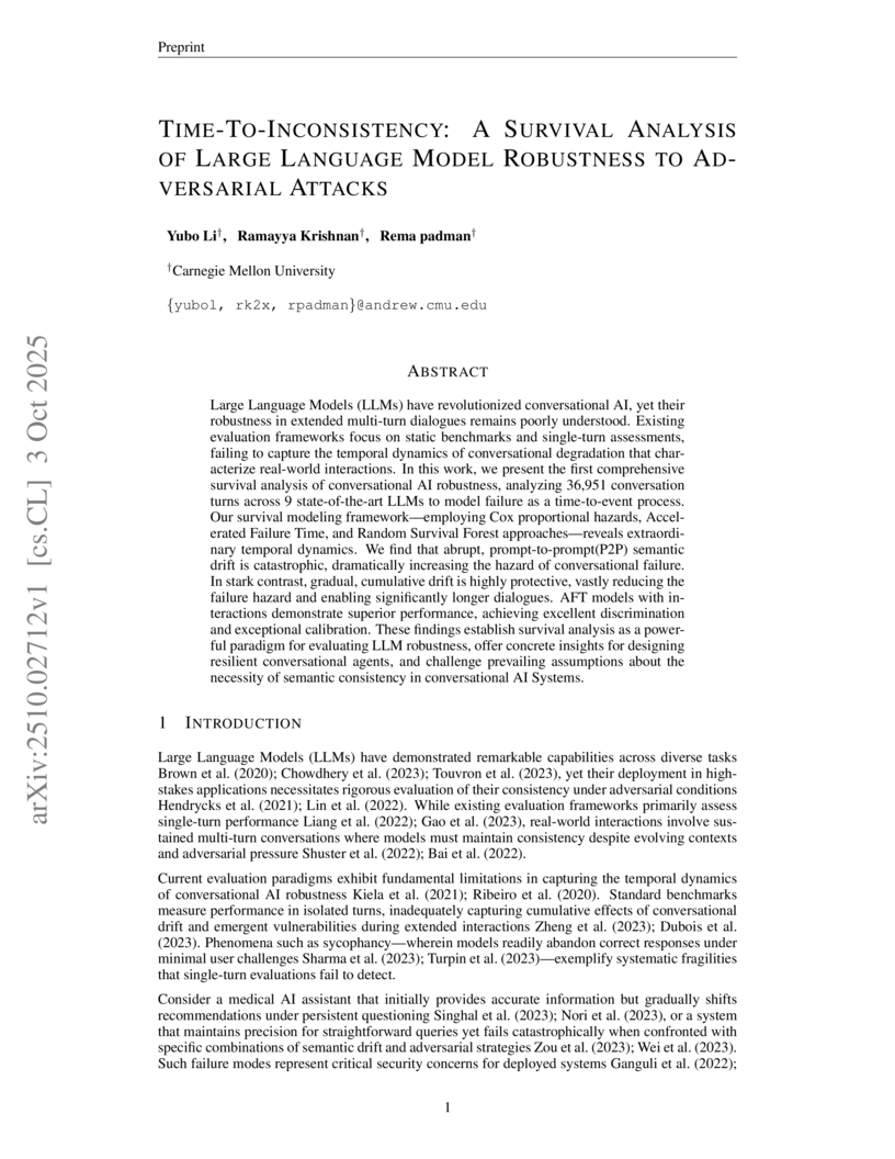 Time-To-Inconsistency: A Survival Analysis of Large Language Model ...