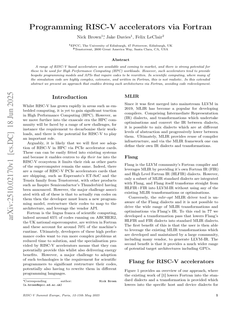 Programming RISC-V accelerators via Fortran | alphaXiv