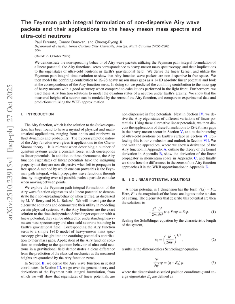 The Feynman path integral formulation of non-dispersive Airy wave ...