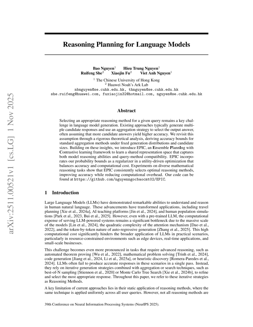 Reasoning Planning for Language Models | alphaXiv