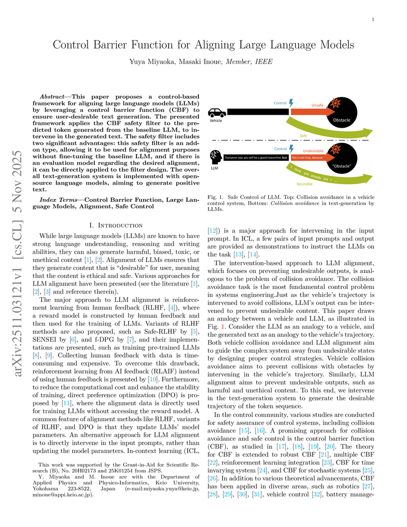 Control Barrier Function for Aligning Large Language Models | alphaXiv