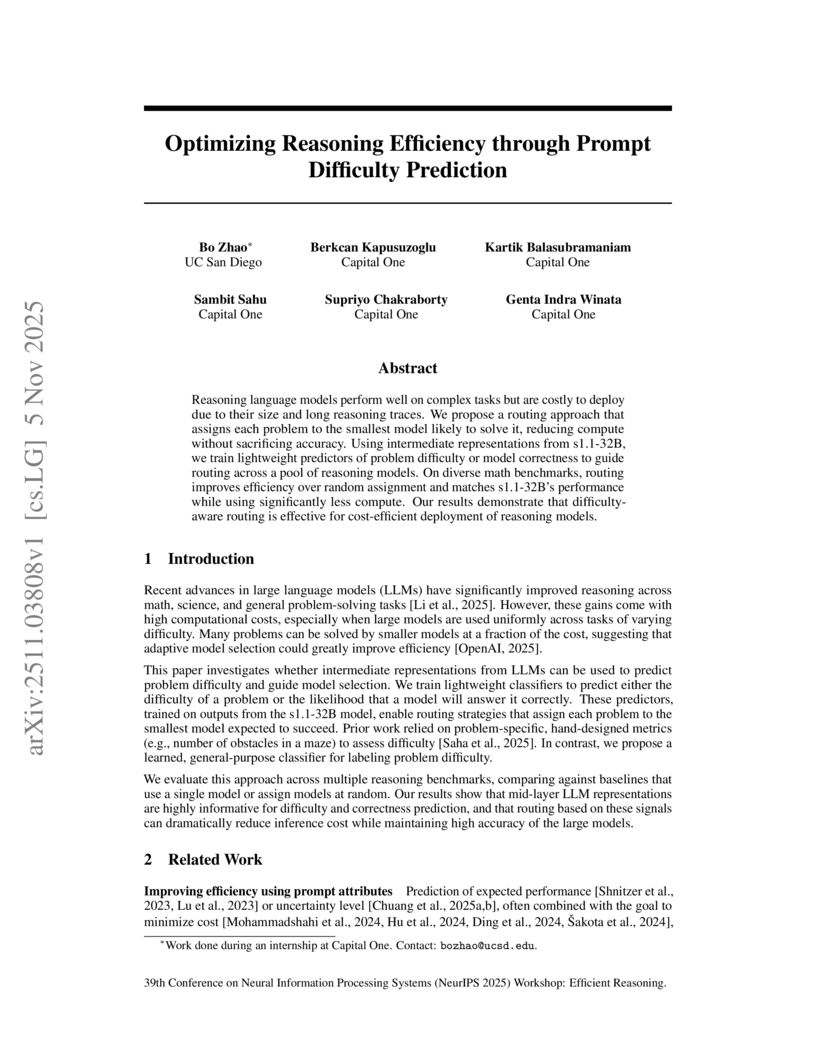 Optimizing Reasoning Efficiency through Prompt Difficulty Prediction ...