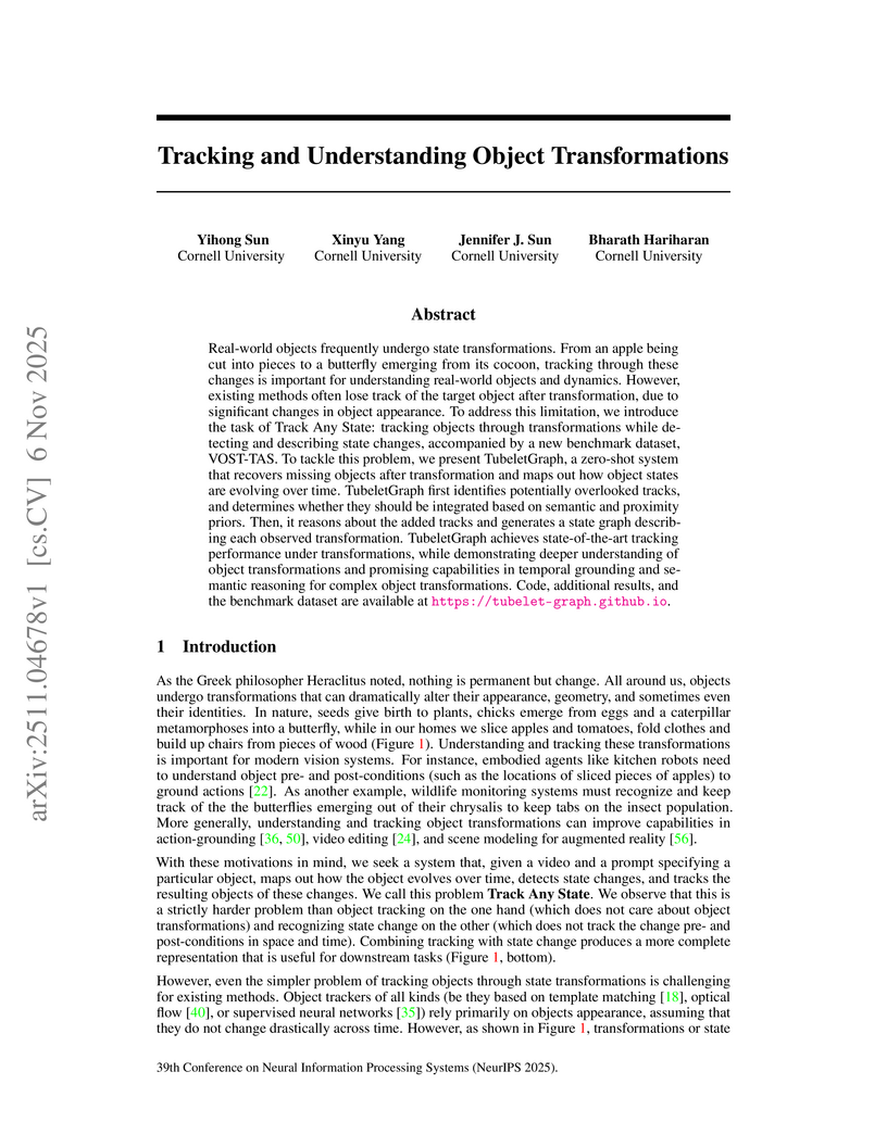 Tracking and Understanding Object Transformations | alphaXiv