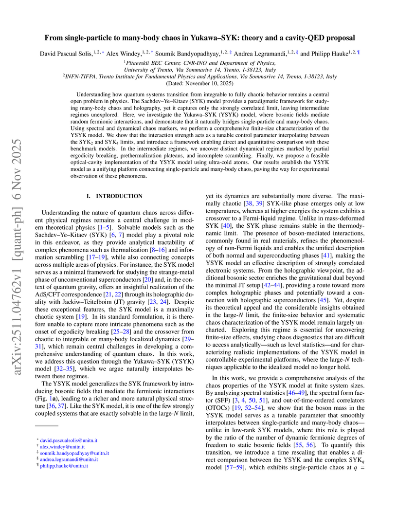 From single-particle to many-body chaos in Yukawa--SYK: theory and a ...