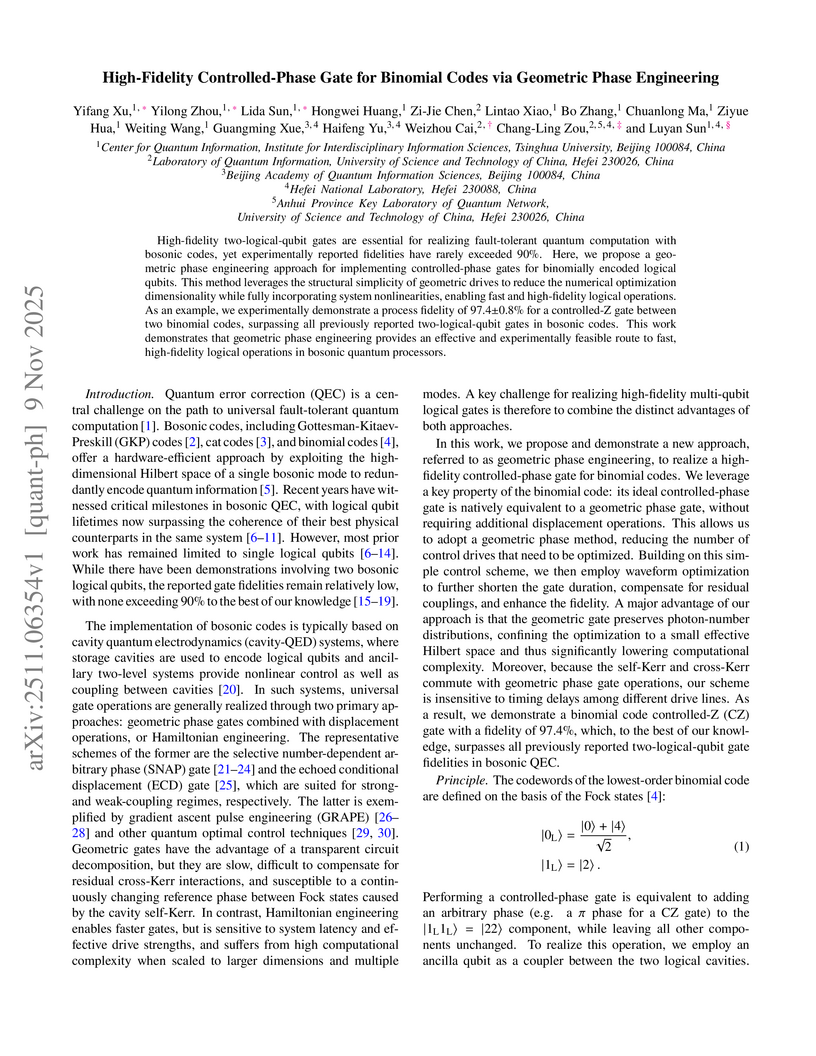 High-Fidelity Controlled-Phase Gate for Binomial Codes via Geometric ...
