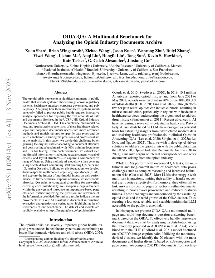 OIDA-QA: A Multimodal Benchmark for Analyzing the Opioid Industry ...