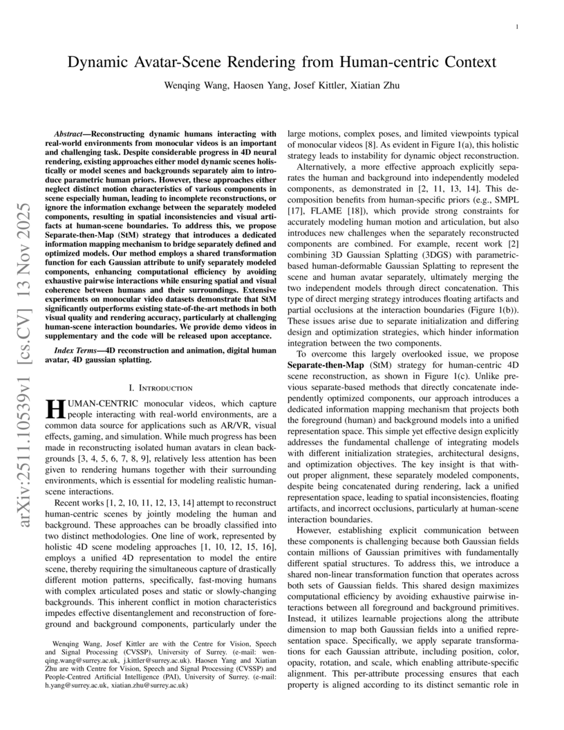 Dynamic Avatar-Scene Rendering from Human-centric Context | alphaXiv