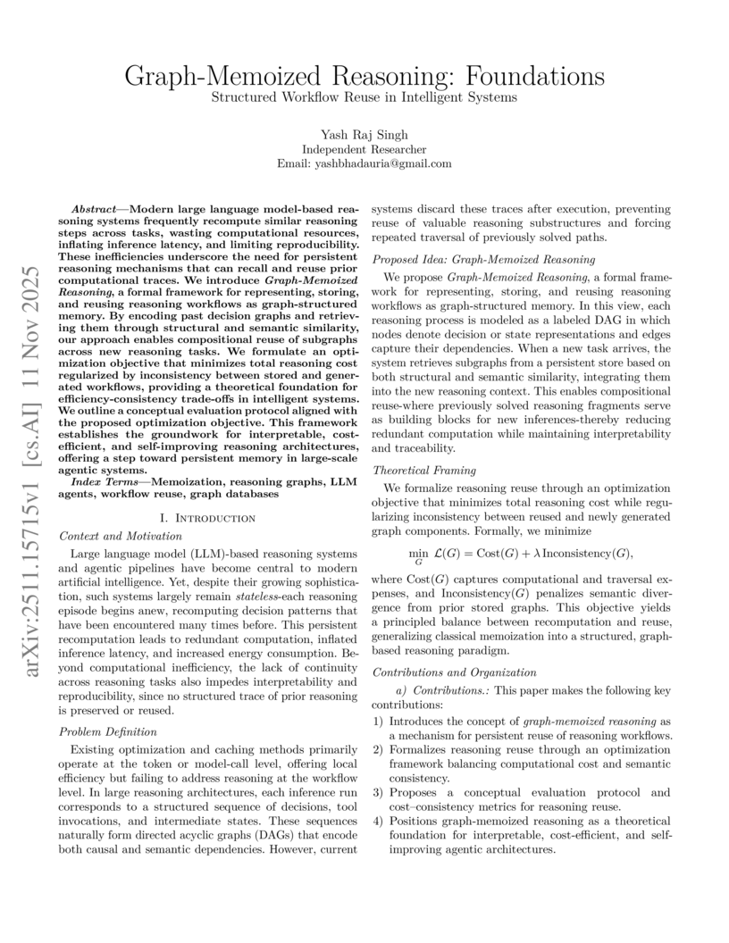 Graph-Memoized Reasoning: Foundations Structured Workflow Reuse in ...